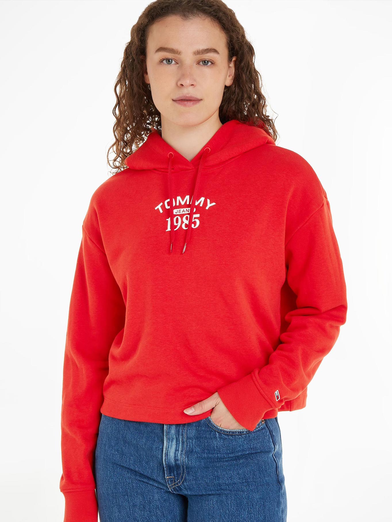 SUÉTER ESSENTIAL AMPLIA CON CAPUCHA Y LOGO